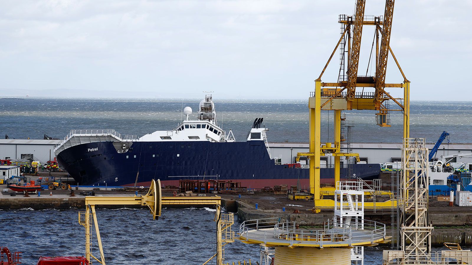 76m research vessel Petrel lists in Edinburgh dry dock